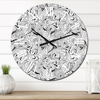 Designart 'Monochrome Organic Shapes II' Patterned wall clock - Bed ...