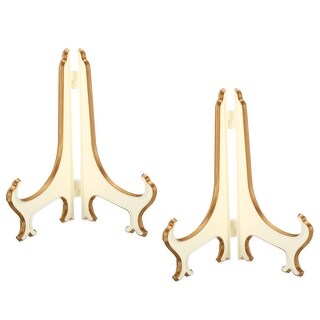 6" Acrylic Plate Stand Holder, 4 Pack Foldable Frame Holder White Gold ...