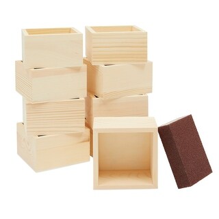11 Pieces Unfinished Small Wooden Boxes for Crafts with Sanding Sponge ...