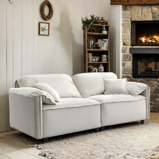 3-Seat Luxury Modern Style Upholstery Sofa, Sinuous Springs Seat ...
