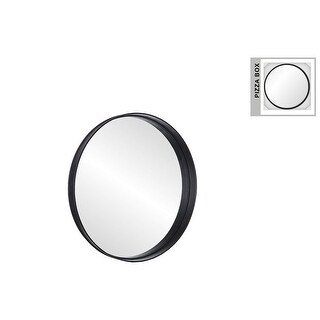 Claire 21 Inch Round Wall Mirror, Metal Frame, Raised Edges, Black ...