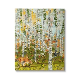 Stupell Wild Fox Scouting Birch Woodland Modern Abstract Collage Canvas ...