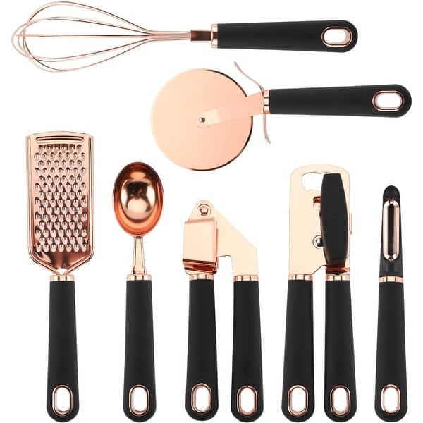 7 Pc Kitchen Gadget Set Copper Coated Stainless Steel Utensils with ...