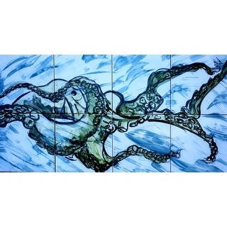 12in x 24in Deep Sea Mosaic 8pc Tile Ceramic Wall Mural - Bed Bath ...