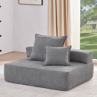 Boucle Fabric Upholstered Single Sofa Fluffy Modern Luxury Floor Couch ...