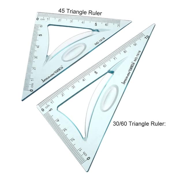 Math Set Flexible Rulers with Protractor 2 Triangle Ruler 15cm Straight ...