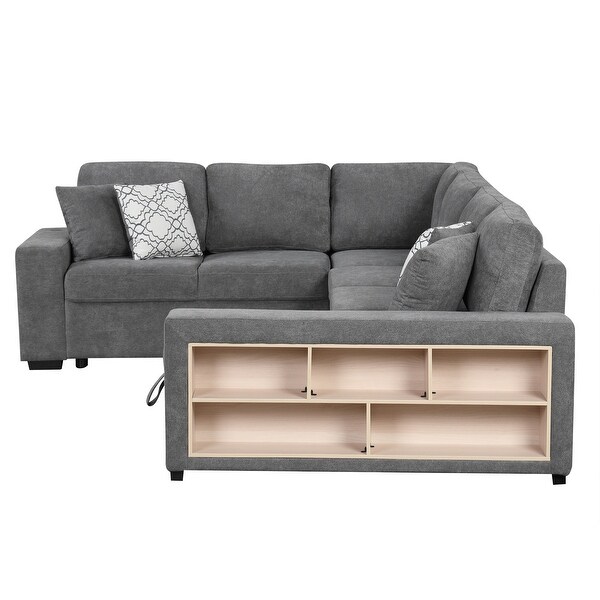 U Shape Sectional Couch Sofa Bed with Storage Chaise Pillows Storage Rack Bed Bath Beyond 41236772
