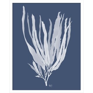 Seaweed 1 White on Indigo Blue by Fab Funky Wood Framed Wall Art Print ...