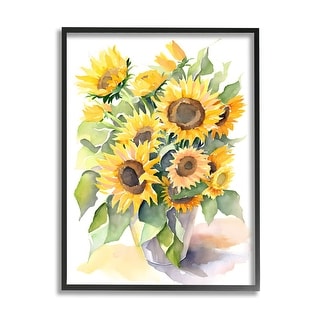 Stupell Modern Sunflowers on White Framed Giclee Art Design by Petals ...