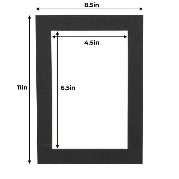 5x7 Mat for 8.5x11 Frame - Precut Mat Board Acid-Free Textured Black ...