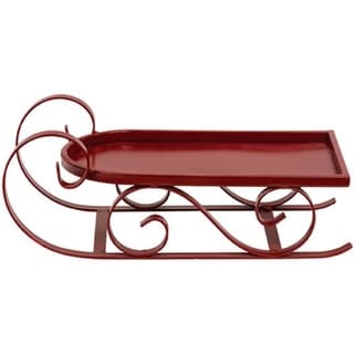 Red Metal Decorative Sled, Smooth Satin Finish, Curved Runners - Bed ...