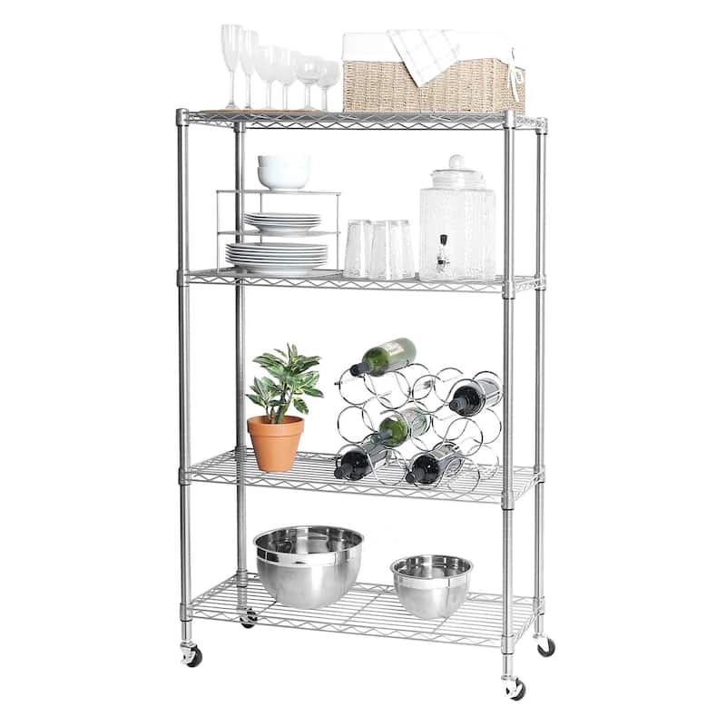 Seville Classics Heavy Duty 4-Tier Steel Wire Shelving, 36" W x 14" D x ...