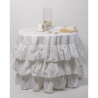 Cottage Home French Ruffle Cotton Round Tablecloth - Bed Bath & Beyond ...