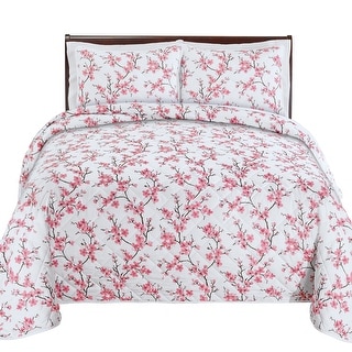 Hana Cherry Blossom Design Soft Quilted Bedspread - Bed Bath & Beyond ...