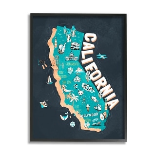 Stupell California Golden State Touristic Iconographic Landmarks Map ...