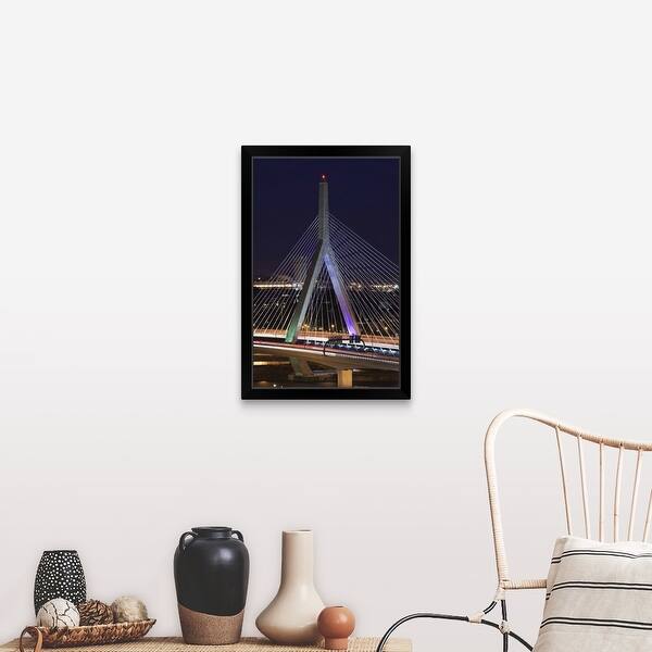 "Leonard Zakim Bridge and Route 93 at dusk, Boston, Massachusetts ...