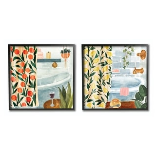 Stupell Bathroom Tub And Curtains Interior Paintings 2pc Multi Piece ...