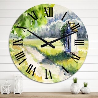 Designart 'Little Chapel Next To Countryroad' Country wall clock - Bed ...