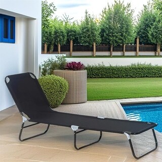 Outsunny Folding Chaise Lounge with Steel Frame and Breathable Mesh ...