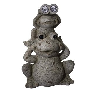 20" Two Tan Curiuos Solar Eye Frogs Outdoor Statue - Medium - Bed Bath ...