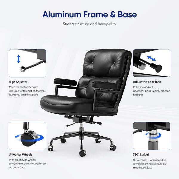 Padded Mid Back Office Chair with Armrest Big Desk Chair - N/A - On ...