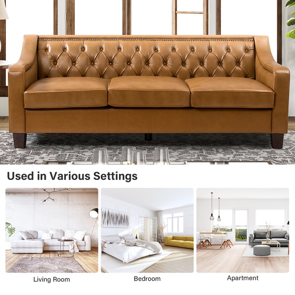 Mateo 82.28 Wide Genuine Leather Sofa with Nailhead Trim On Sale Bed Bath Beyond 35973050