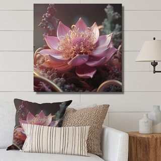 Designart "Blooming Magical Pink Lotus I" Lotus Canvas Prints - Bed ...
