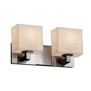 Porcelina Modular 2-Light Brushed Nickel Bath Bar, Waves Rectangle ...