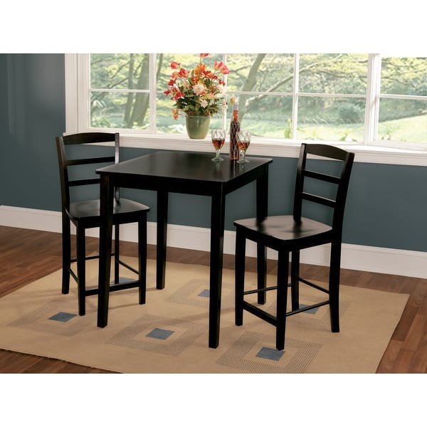 Solid Wood Counter Height Table and 2 Madrid Stools - Bed Bath & Beyond ...