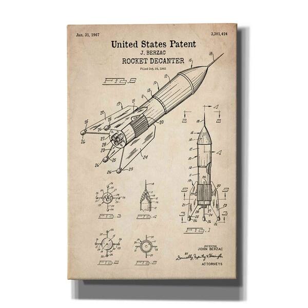 Epic Graffiti 'Rocket Ship Blueprint Patent Parchment' Canvas Wall Art ...