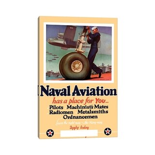 iCanvas "WWII Poster Of A US Navy Seaman Working On The Landing Gear Of ...