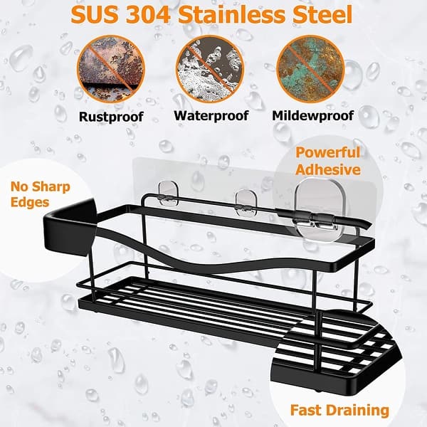 2 Pack Shampoo Holder Organizer Stainless Steel Black - Bed Bath ...