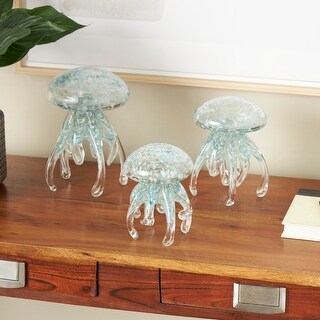 Blue Glass Textured Sea Life Decorative Sculpture with Gold and Cream ...