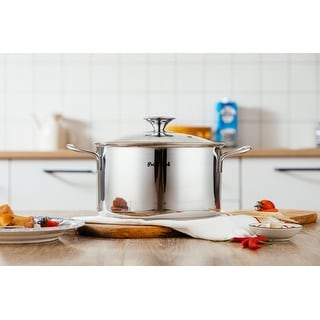 Prime Cook Stainless Steel 4.8 QT (22cm) Soup Pot with Glass Lid - Bed ...