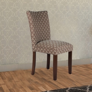 Wooden Parson Dining Chair with Damask Pattern Fabric Upholstery - 38 H ...