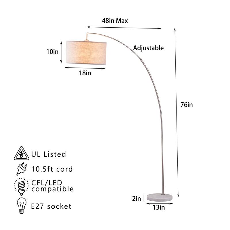 Arch Floor Lamp With KD Shade-Silver - Overstock - 38371794