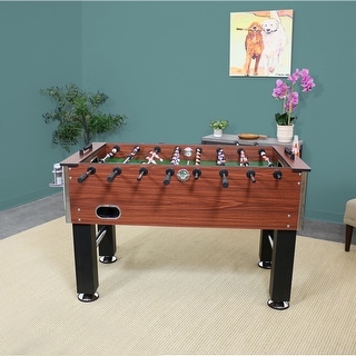 Sunnydaze 55" Faux Wood Foosball Soccer Game Table with Folding Drink ...