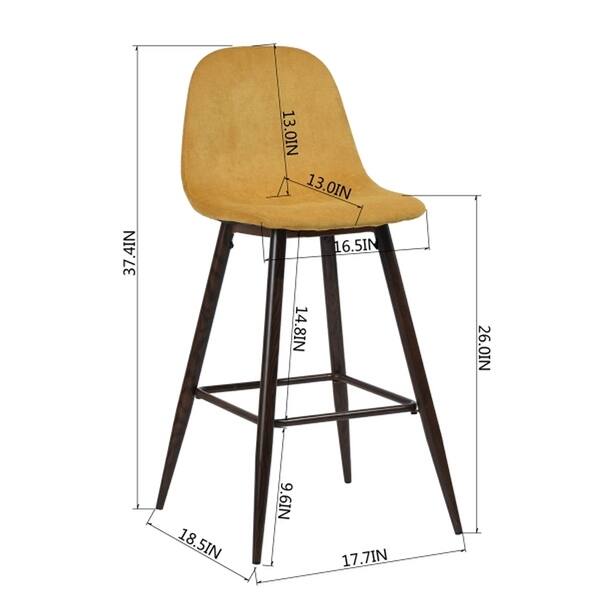 Low Back Bar Stool Set of 2, Height Stool Chair with Velvet Seat for ...