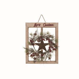 Transpac Floral Multicolor Christmas Rustic Star Window Pane - Bed Bath ...