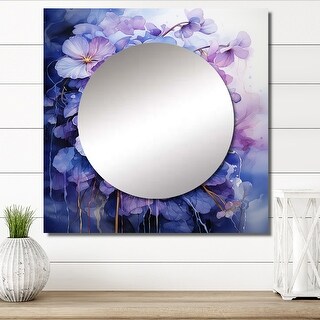 Designart "Lavender mystery blooms" Violets Wall Mirror - Floral Large ...