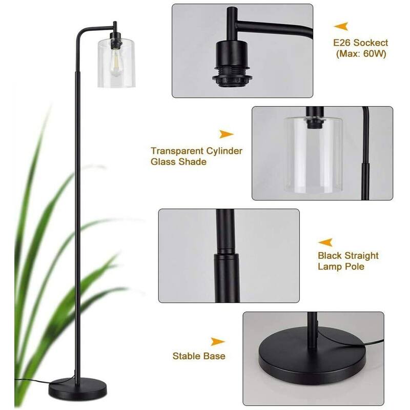 Floor Lamp Black Standing Industrial LED Tall Standing Lamp - 1 - On ...