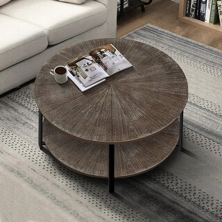 31.5-Inch Round Coffee Table with 2-Tier Storage - Bed Bath & Beyond ...