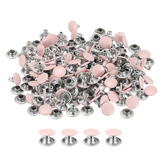 100 Sets Leather Rivets, 8mm Double Cap Rivets 7mm Height Studs, Pink ...