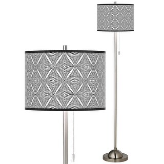 Moroccan Diamonds II Brushed Nickel Pull Chain Floor Lamp - 13" x 62 ...