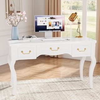 Traditional Computer Desk with 3 Drawers, 47-Inch, White - Bed Bath ...