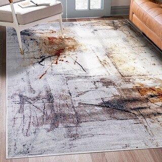 Eros Collection Abstract Orange/Cream Area Rug - On Sale - Bed Bath ...