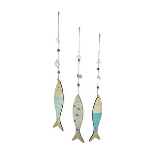 Hanging Wooden Fish Wall Decor Nautical Beach House Art (Set Of 3 ...