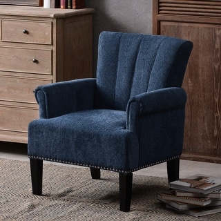 Livingroom Accent Chair Upholstered Rivet Tufted Armchair, Navy - Bed ...