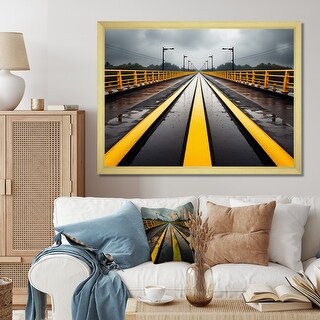 Designart "Yellow Parallel Road Paths" Landscapes Framed Wall Decor ...