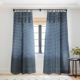 1-piece Sheer Grid Pattern Navy Made-to-Order Curtain Panel - Bed Bath ...